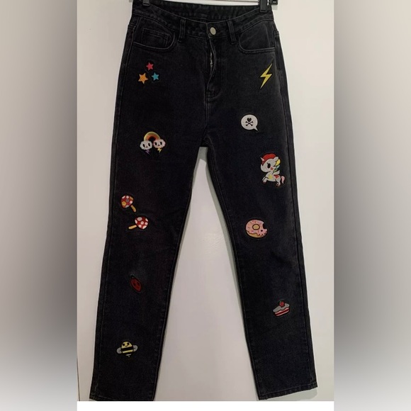 dolls kill tokidoki | Jeans | Tokidoki Black Patches Jeans Small 28 ...